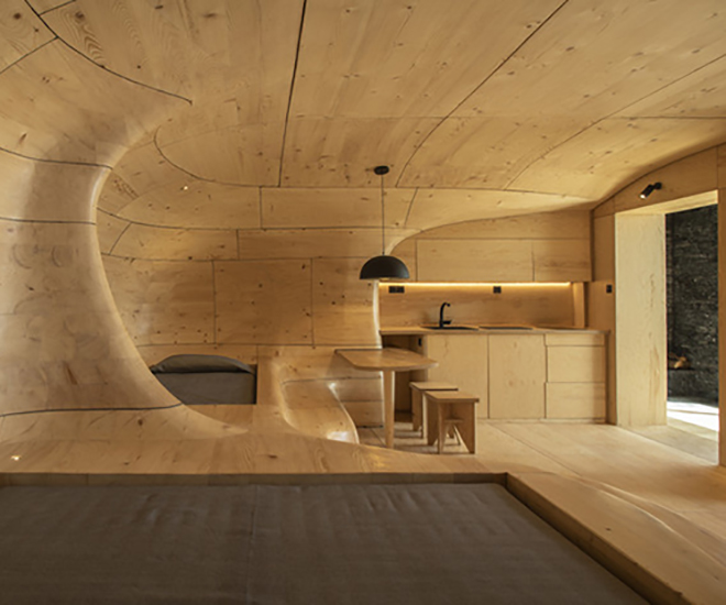 Tenon Architecture's Wooden Grotto Mimics Natural Cave Formations To a T.